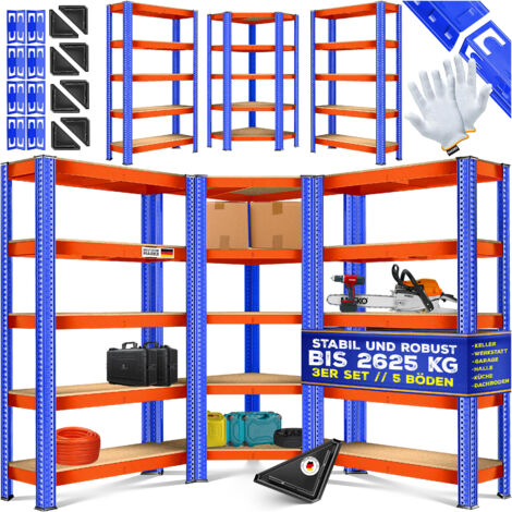 MASKO® 3er-Set Metall Regalsystem, Lagerregal, 1 Eckregal & 2 ...