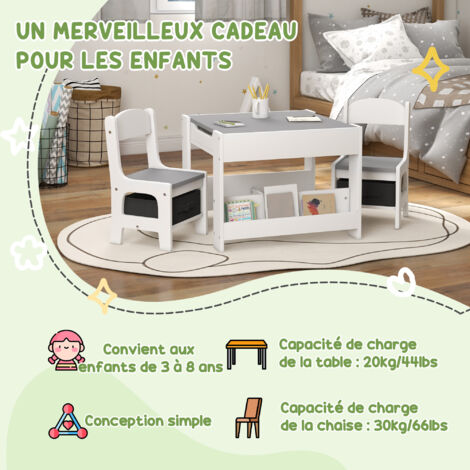 Ensemble table et chaises enfant - 3 pcs - plateau table réversible ...