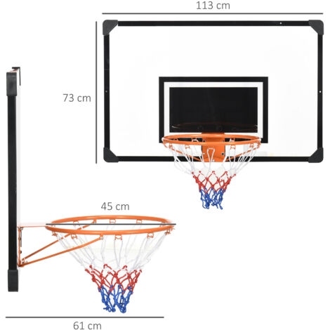Panneau de basket-ball mural transparent 113x73 cm avec fixations ...