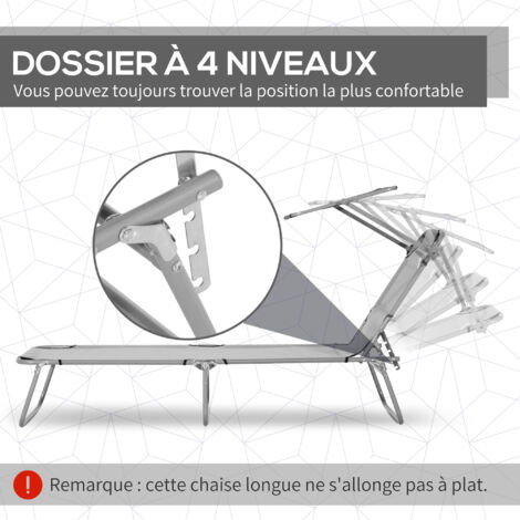 Transat bain de soleil pliable grand confort dossier et pare-soleil ...