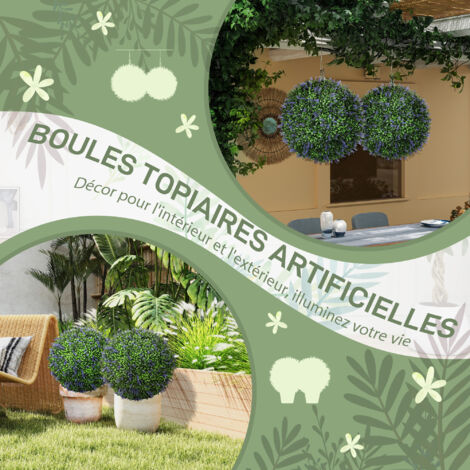 Décoration jardin boule artificielle terrasse et balcon lot de 2 buis ...