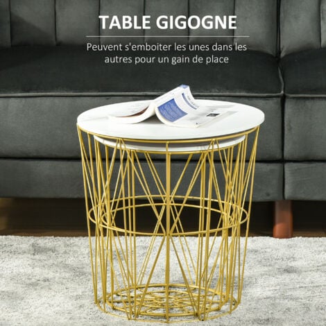 Lot de 2 tables basses gigognes - tables d'appoint rondes encastrables ...