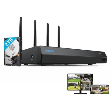 Reolink 4K 12-Kanal WiFi NVR mit 2TB HDD,Unterstützung 5/2,4 GHz WLAN ...