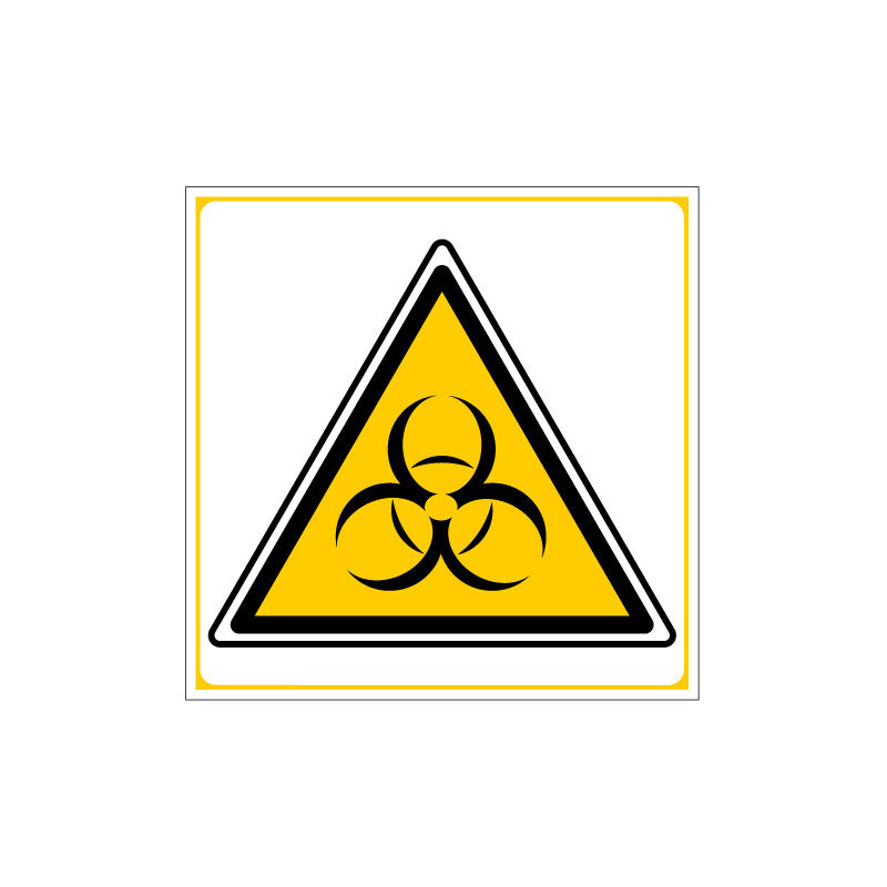 Panneau danger risques biologiques - Adhésif 125x125 mm - Conforme à la ...