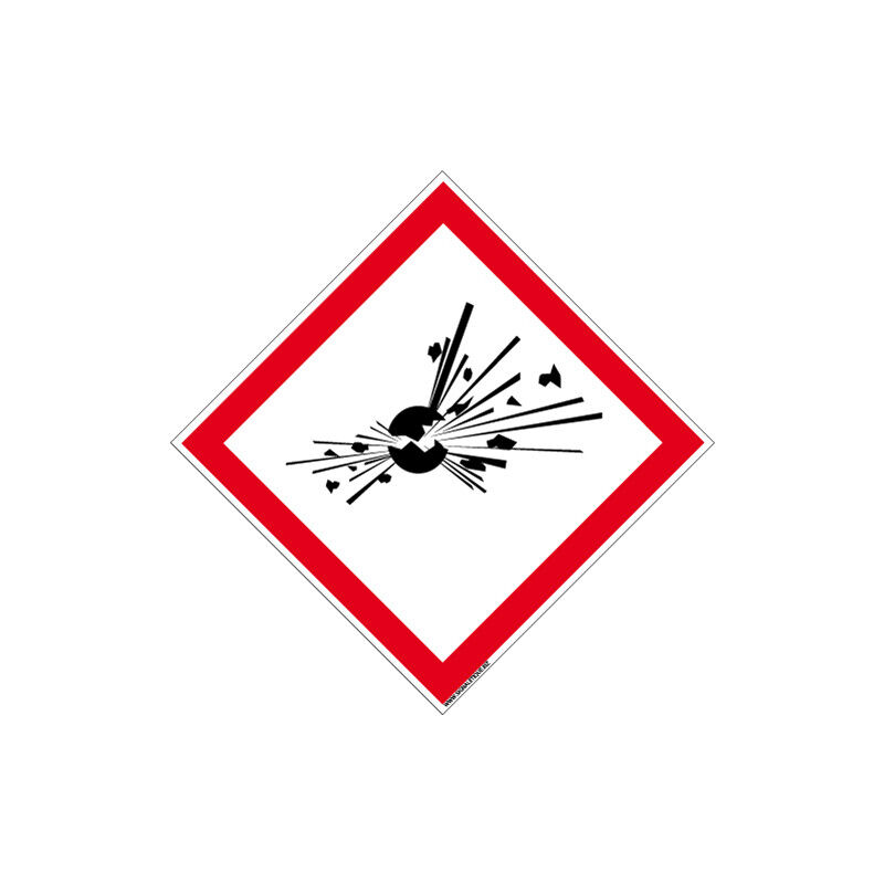 Panneau DANGER MATIERES EXPLOSIVES (SGH01) - Adhésif - 125 x 125 mm