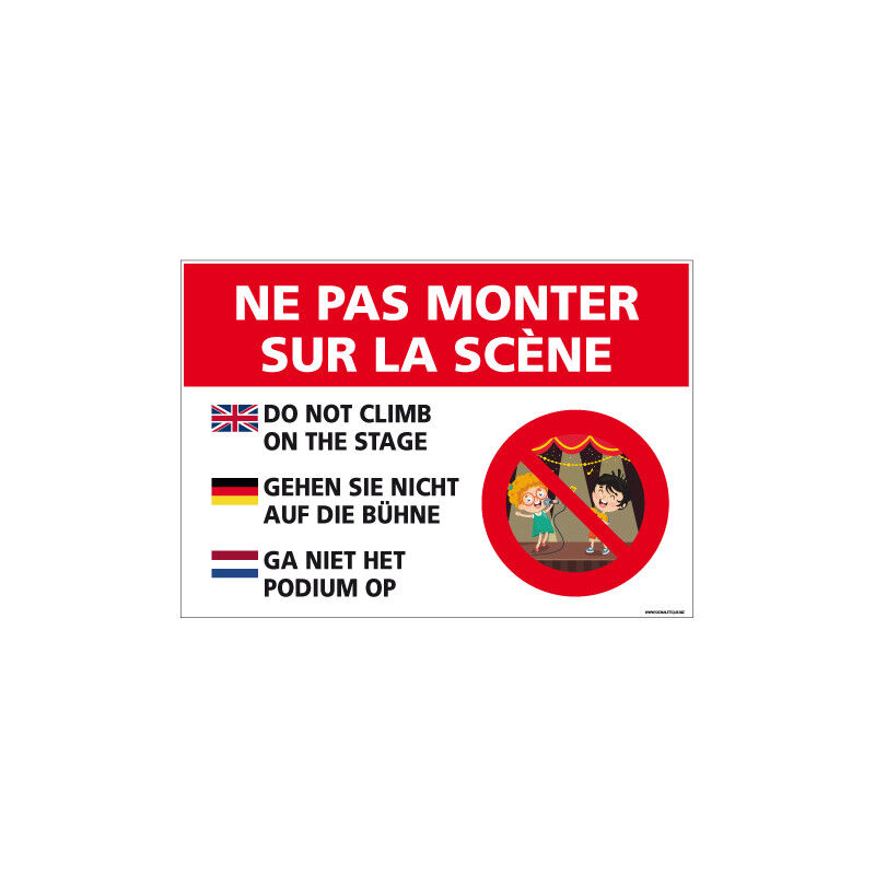 PANNEAU NE PAS MONTER SUR LA SCENE (H0318) - Adhésif - 210 x 150 mm