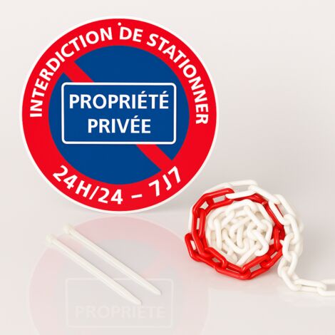 Panneau interdiction de stationner propriété privée 24h/24 disque ...