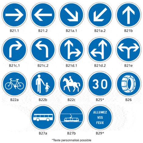 PANNEAUX SIGNAUX D'OBLIGATION - TYPE B (B21P) - B21B - Diamètre 650 mm