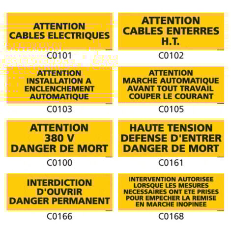 Panneau et Pictogramme de Signalisation danger électrique - C0161 - 350 ...