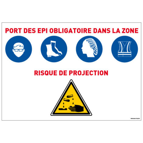 Panneau Port des EPI obligatoire Risque de projection (E0638) - Adhésif ...