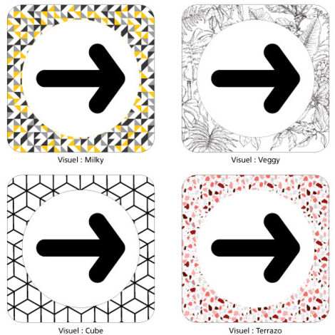 PLAQUE DE PORTE DESIGN SPHERE FLECHE VERS LA DROITE .- Honey