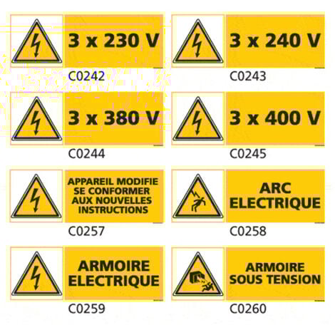 Panneau et Pictogramme de Signalisation danger électrique - C0236 - 350 ...