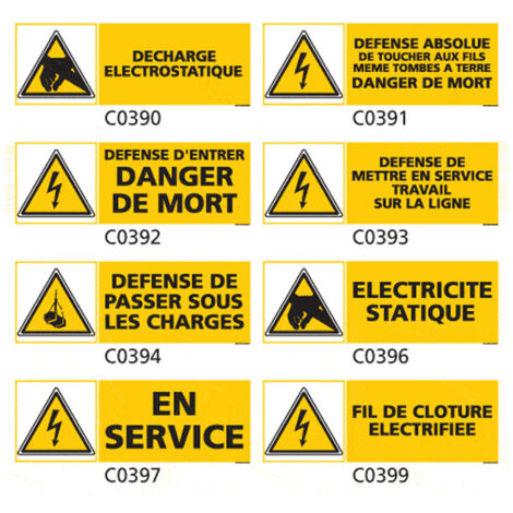 Panneau et Pictogramme de Signalisation danger électrique - C0402 - 700 ...