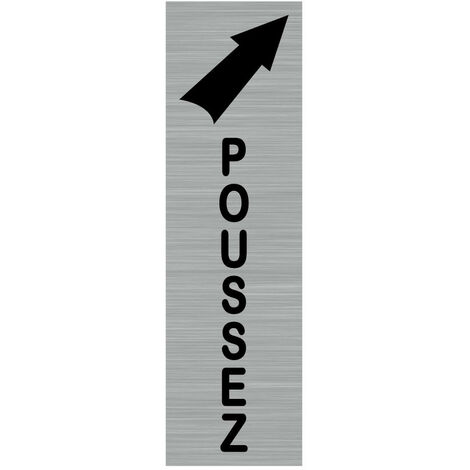 Pictogramme POUSSEZ (Q0038).- Adhésif aspect aluminium brossé