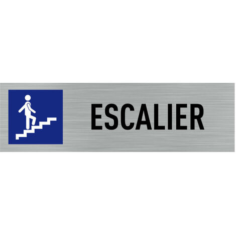 Pictogramme ESCALIER (Q0212).- Adhésif aspect aluminium brossé