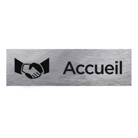 Pictogramme ACCUEIL (Q0083).- Adhésif aspect aluminium brossé