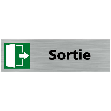 Pictogramme SORTIE VERS LA DROITE (Q0379).- Adhésif aspect aluminium ...