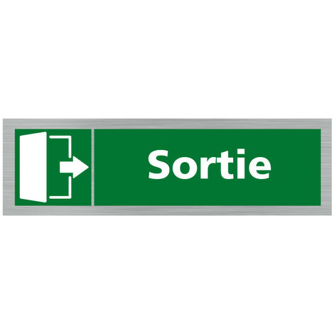 Pictogramme SORTIE VERS LA DROITE (Q0383).- Adhésif aspect aluminium ...