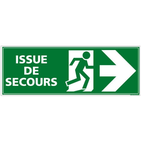 Panneau de signalisation issue de secours flèche droite ISO 7010 E001 - Sortie de secours ...