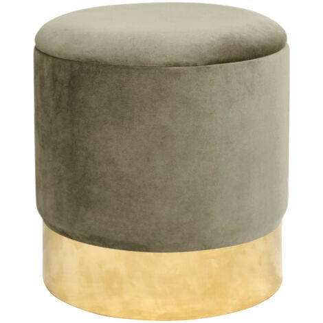 Pouf de Rangement avec Couvercle AKORD GOLDEN velour colour Beige ...