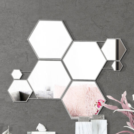 100cm Hexagon Shape Wall Mirror with Silver Metal Frame