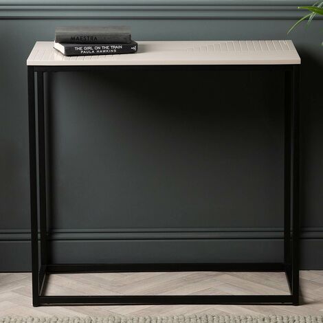 80cm Matte Black Stainless Steel Console Table with Summer Grey MDF ...