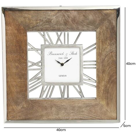 Value Small Square 40cm Natural Wood Wall Clock