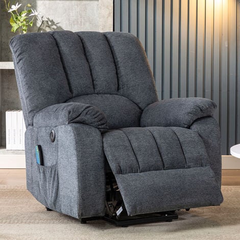 Electric Power Lift Recliner Chair Sofa Armchair with Massage and Heat for Elderly 2 Side Pockets USB Ports for Living Room Light Grey
