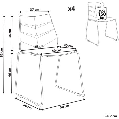 Set of 4 Dining Chairs HARTLEY Dark Grey