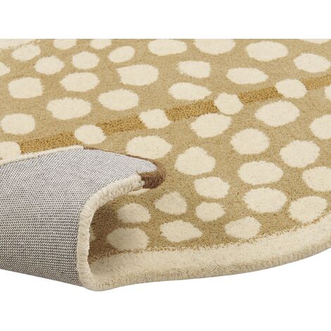 Wool Kids Rug Playroom Animal Fawn Print 100 x 160 cm Cotton Backing ...