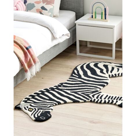 Kids Rug KHUMBA Black/ White 100 x 160 cm Wool