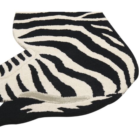 Kids Rug KHUMBA Black/ White 100 x 160 cm Wool