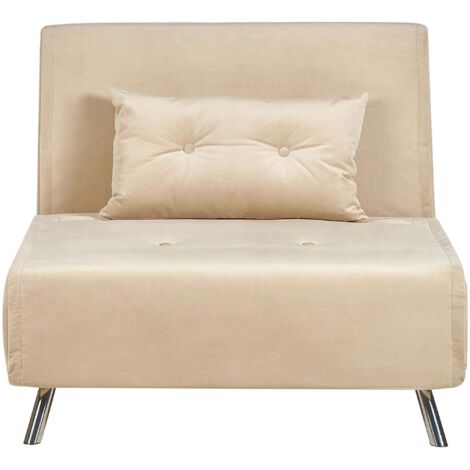Single Sofa Bed FARRIS Velvet Sand Beige