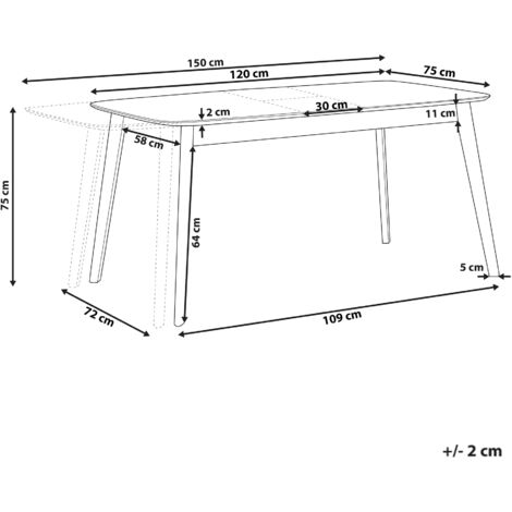 Extending Dining Table MADOX Light Oak 120/150 cm 75 cm