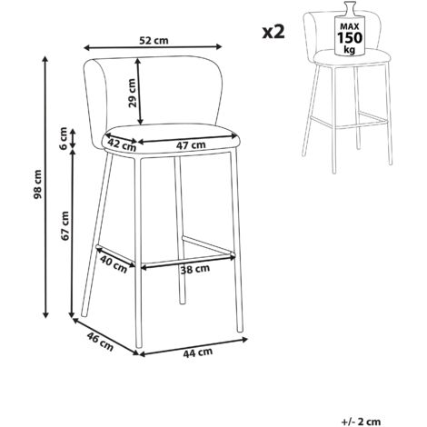 Set of 2 Modern Bar Chairs Stools Polyester Upholstered Seat Armless ...
