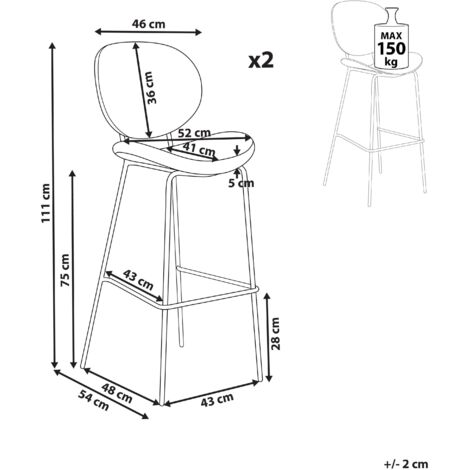 Set of 2 Bar Chairs LUANA Faux Leather Golden Brown