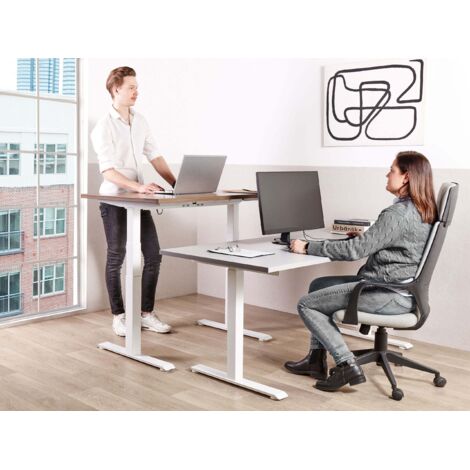 Electric Adjustable Standing Desk Modern Square Feet 180 x 80 cm Grey ...