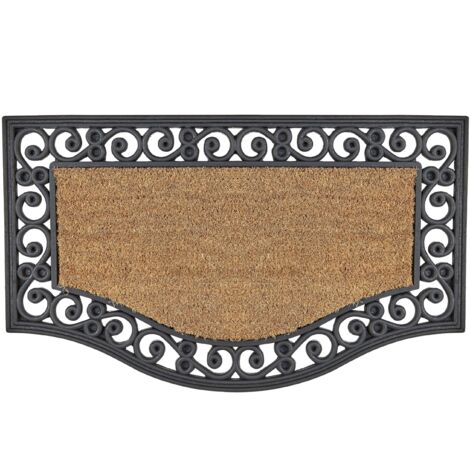 Modern Indoor Doormat 45 x 75 cm Coir Anti-Slip PVC Backing Rubber ...