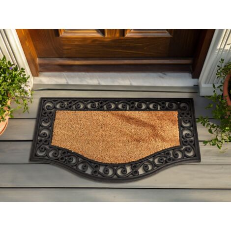 Modern Indoor Doormat 45 x 75 cm Coir Anti-Slip PVC Backing Rubber ...