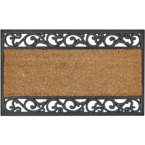 Modern Indoor Doormat 45 x 75 cm Coir Anti-Slip PVC Backing Rubber ...