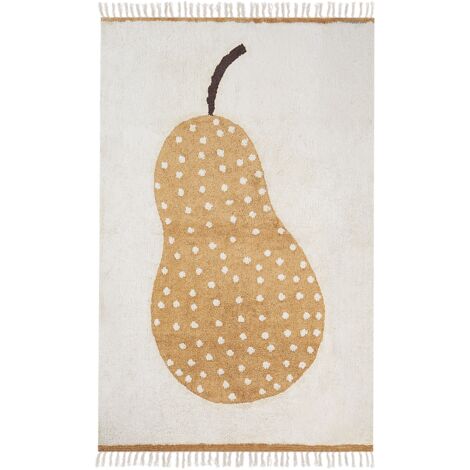 Kids Rug KHIDARI Mustard Off-White 140 x 200 cm Cotton