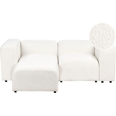 Modular Sofa 2 Seater FALSTERBO Boucle White with Ottoman
