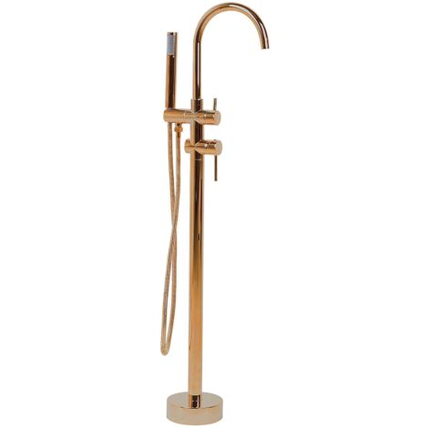 Modern Freestanding Round Bath Shower Mixer Tap with Fluted Lever ...