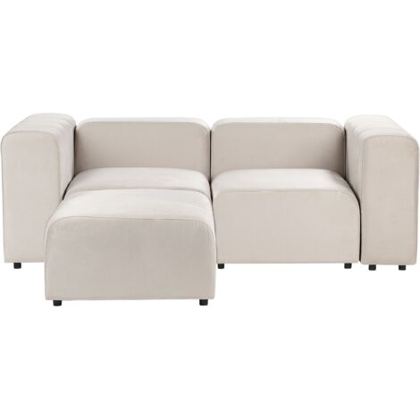 Modular Sofa 2 Seater FALSTERBO Velvet Beige with Ottoman