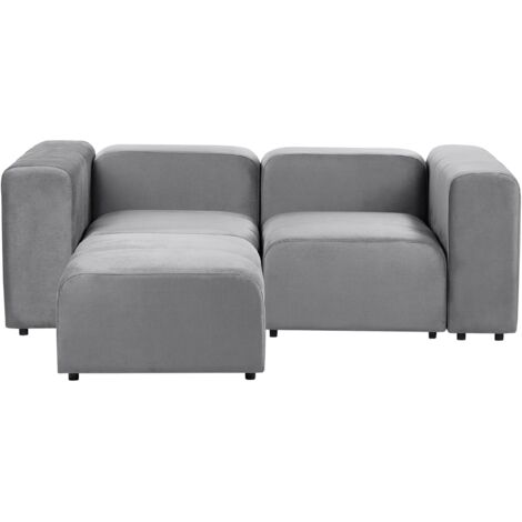 Modular Sofa 2 Seater FALSTERBO Velvet Grey with Ottoman