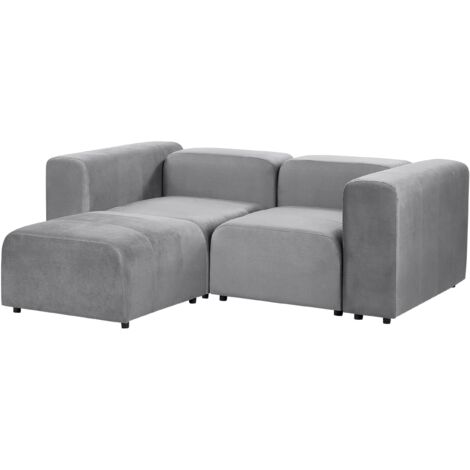 Modular Sofa 2 Seater FALSTERBO Velvet Grey with Ottoman