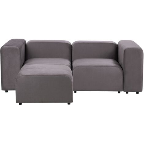 Modular Sofa 2 Seater FALSTERBO Velvet Dark Grey with Ottoman