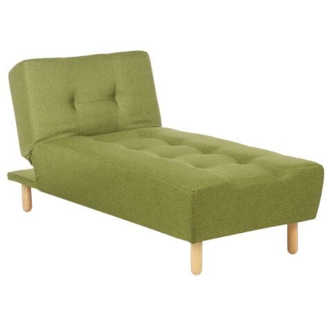 Modern Chaise Lounge Bed Chair Recliner Single Sleeper Green Fabric Alsten
