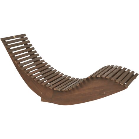 Outdoor Garden Patio Rocking Lounger Sunbed Acacia Wood Natural Dark ...
