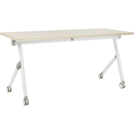 Foldable Office Desk BENDI Light Brown 160 cm 60 cm with Wheels